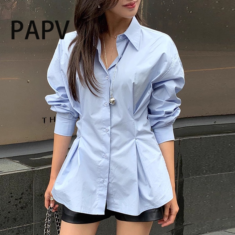 Papv เสื้อเชิ้ตแขนยาว คอปก แบบพับได้ อเนกประสงค์ แฟชั่น 8147 - papva.th ...