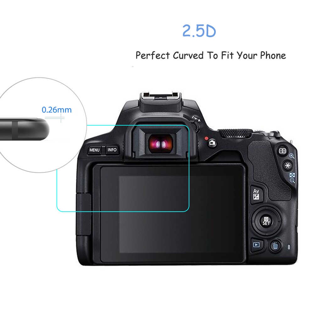 2pcs For Canon EOS 200D II EOS RP 2.5D 9H 0.3mm Clear Tempered Glass Screen Protector Camera LCD ...