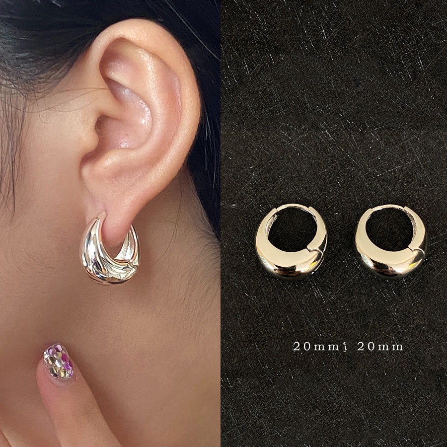 พร้อมส่ง ต่างหูห่วงโลหะ เงิน 925 18K เครื่องประดับ สไตล์คลาสสิก - zimeng_ny.th - ThaiPick