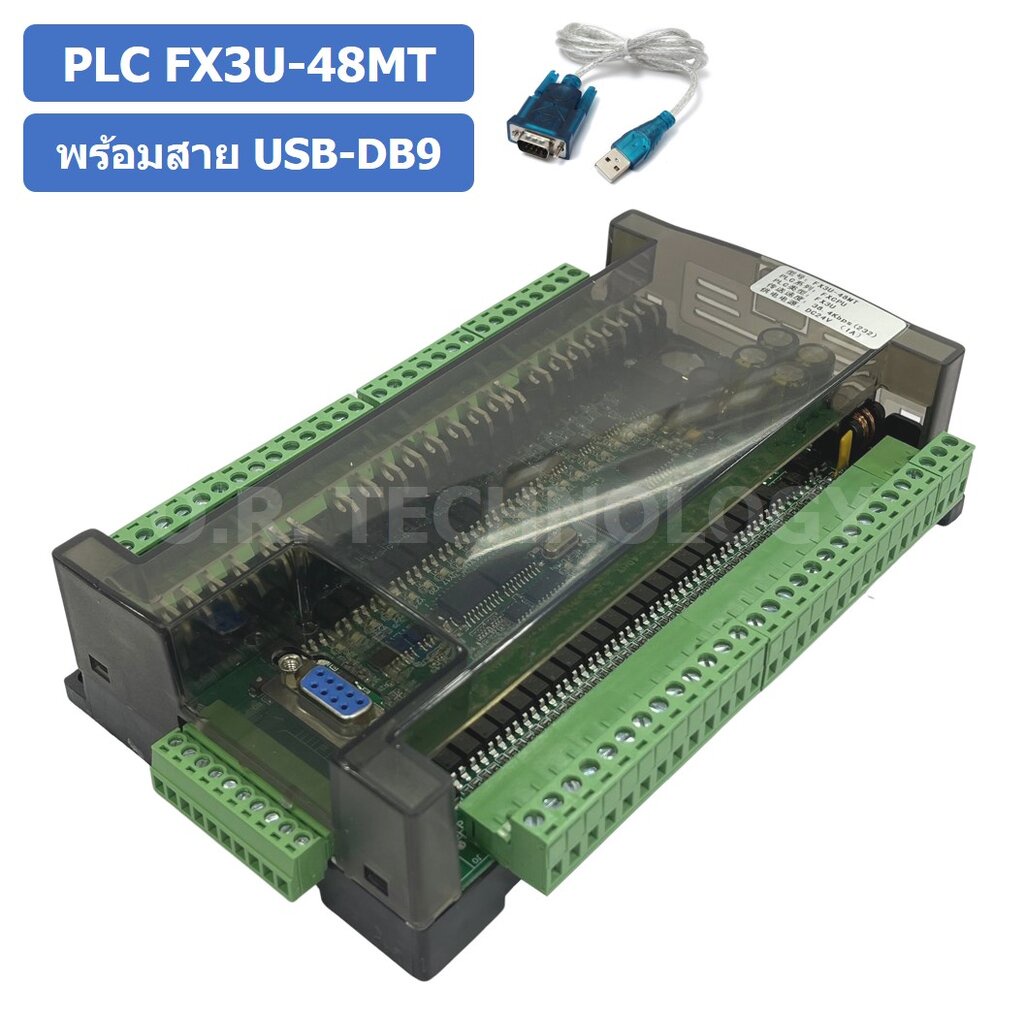 (1ชิ้น) PLC BOARD FX3U-48MT บอร์ดควบคุมอุตสาหกรรม พร้อมสาย USB-DB9 ...
