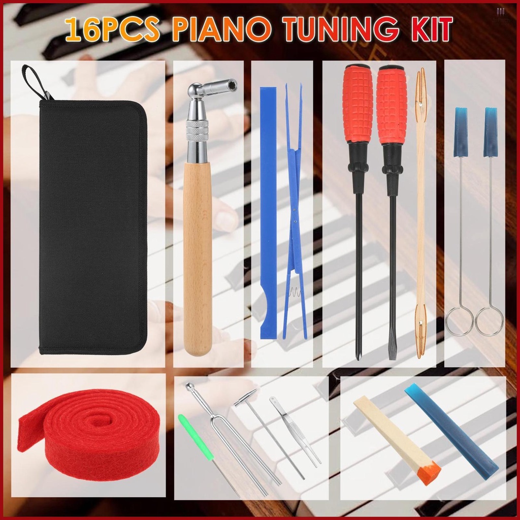 Professional Piano Tuning Set - 16pcs Tools Kit with Tuning Wrench ...