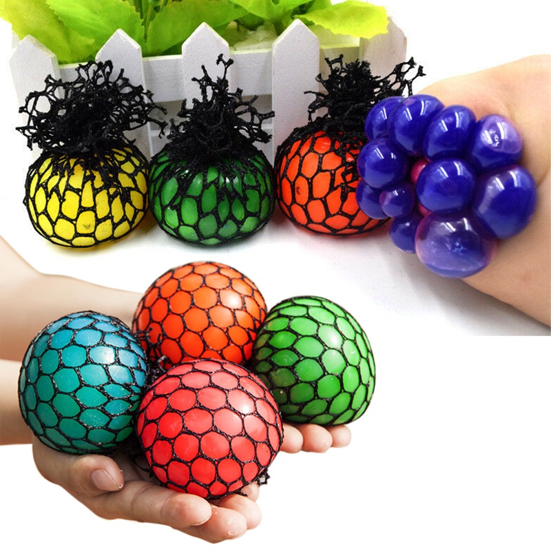 5pcs 5cm Squishy Mesh Sensory Stress Relief Grape Ball Toy Squeeze ...