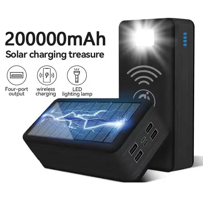 Solar Power Bank 200000mAh Solar Charging Mobile Phone Wireless ...