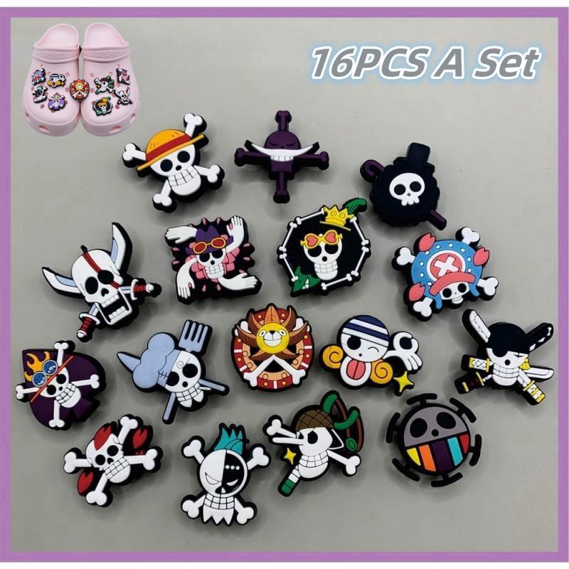 16 ชิ้น เซต One Piece Crocs อุปกรณ์เสริม Jibbitz ชุด Crocs Jibbitz ...