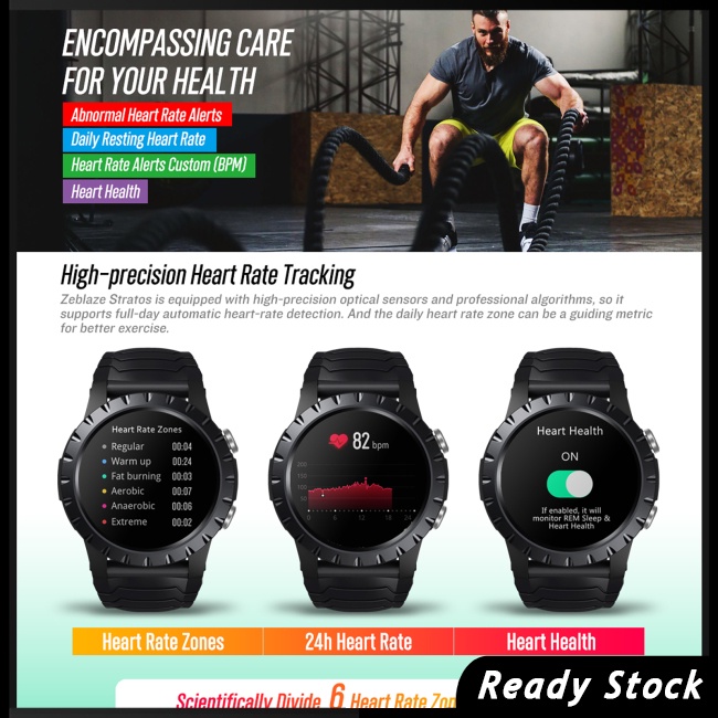 Zevaret Zeblaze Stratos นาฬิกาข้อมือ Smartwatch Gps SpO2 วัดอัตราการ ...