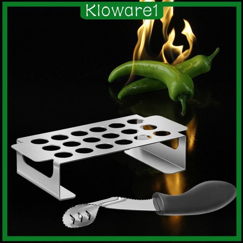 [Kloware1 ] 18 หลุม Chili Grill Rack Chili Corer Remover แบบพกพาพริกไทย ...