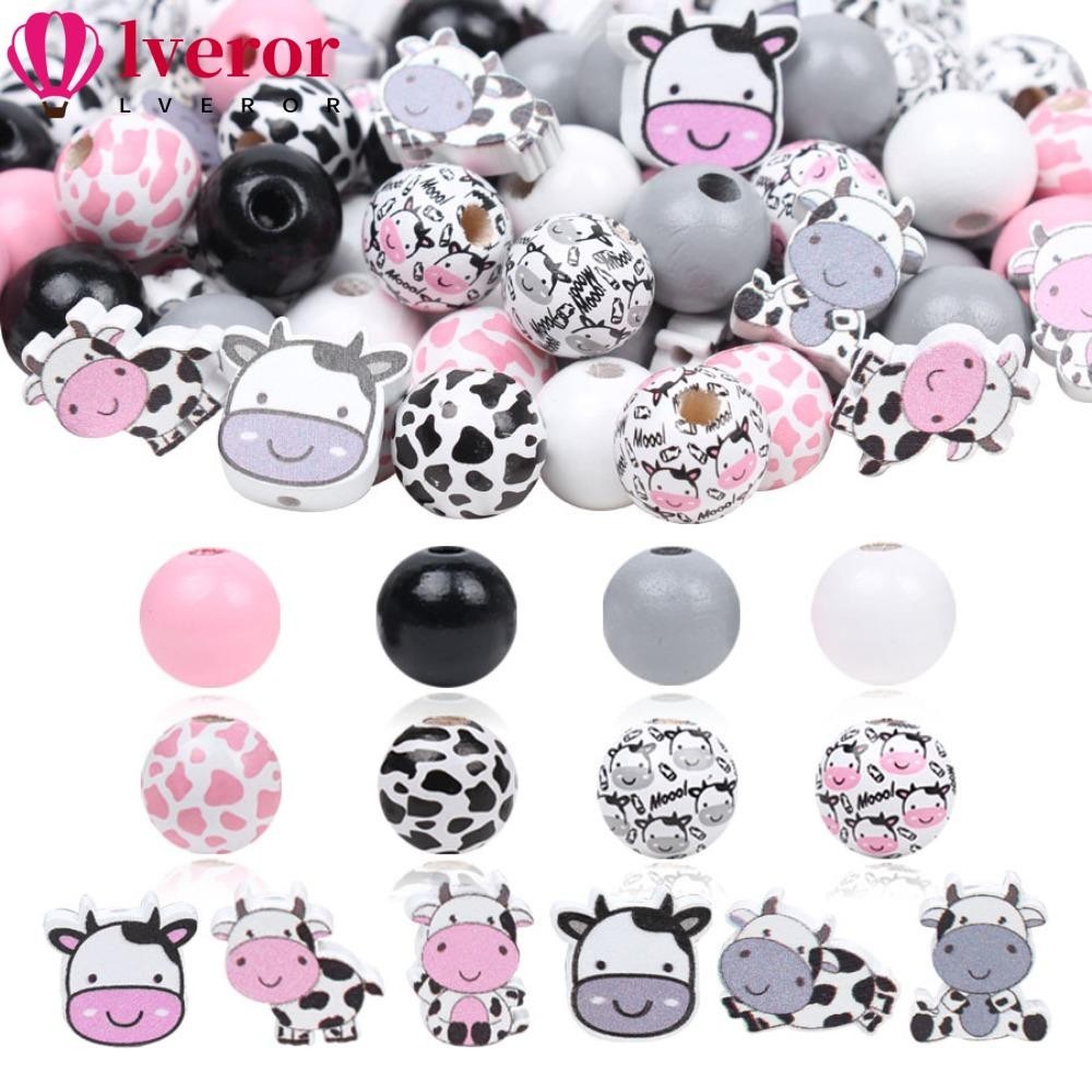 Lveror ลูกปัดไม ้ , รอบวัวแบนพิมพ ์ ลูกปัด , เครื ่ องประดับทํา 20 มม.16 มม. Spacer ลูกปัดตกแต ่ ...