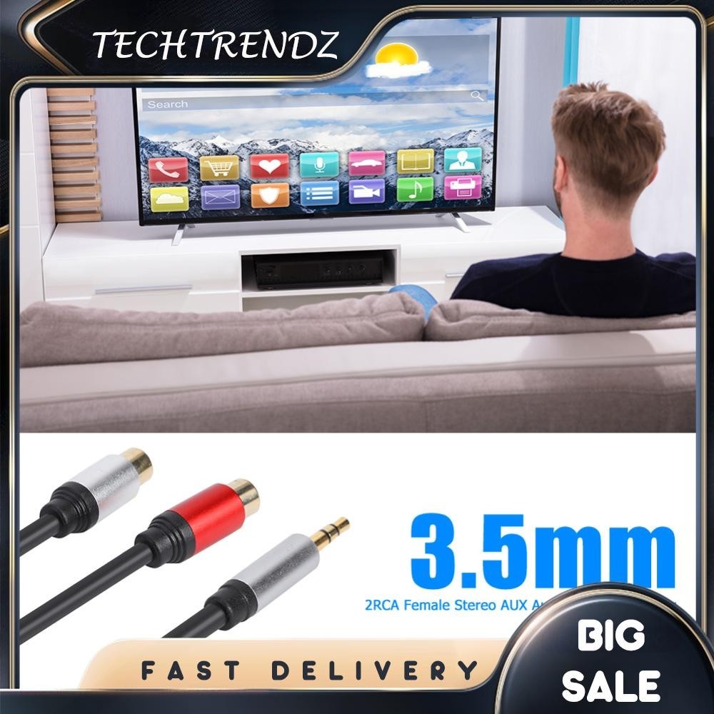 techtrendz.th 3.5 มม.ชายถึง 2RCA หญิงสเตอริโอ AUX สายสัญญาณเสียง Y อะแดปเตอร ์ สําหรับแท ็ บเล ็ ...