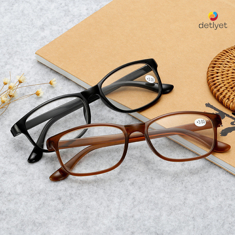COD????แว่นตาอ่านหนังสือป้องกันแสงสีฟ้ากรอบเหลี่ยมTR90เบาพิเศษ+100~+400แว่นสายตายาวผู้ชายและ ...