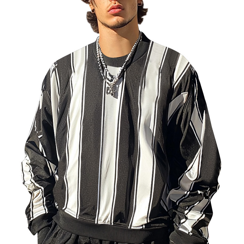 Incerun เสื้อสเวตเตอร์สวมหัวคอกลมแขนยาวลําลองสไตล์วินเทจสําหรับผู้ชาย ...