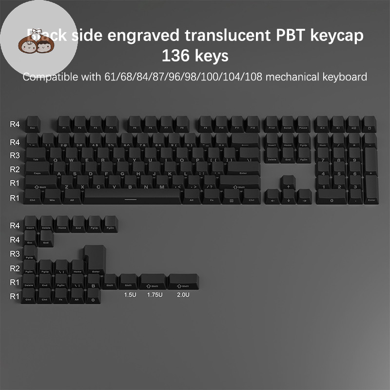 Bef 136 Key PBT ด้านข้างพิมพ์ Shine TH Backlit Keycaps สําหรับ MX ...