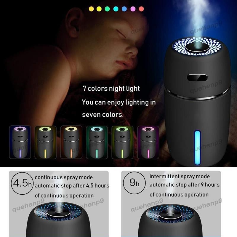 [quehenp9]เครื่องทําความชื้นในรถยนต์ Usb 200Ml เครื่องทําความชื้นแบบพกพาขนาดเล็กพร้อมไฟกลางคืน ...