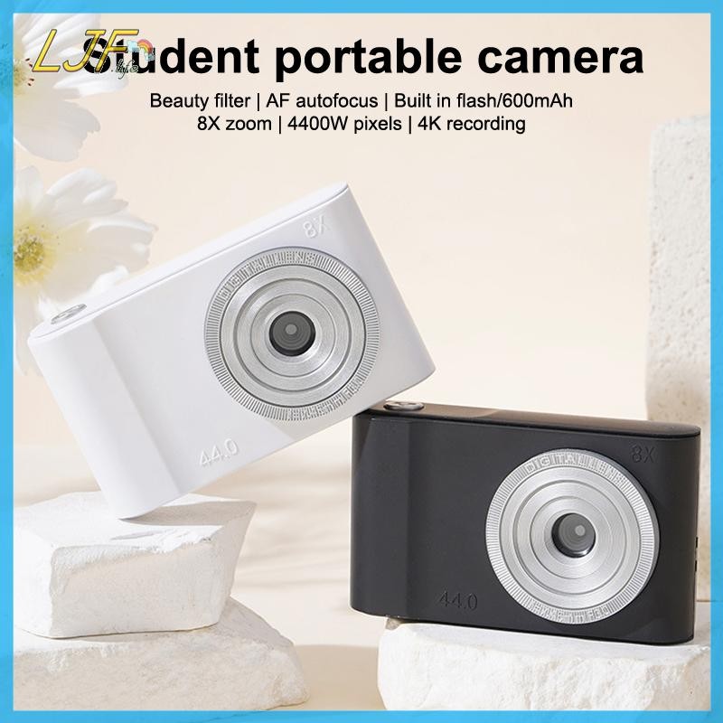 Ljf 44MP Mini CCD กล้องดิจิตอลพร้อมการ์ดหน่วยความจํา 4K เลนส์คู่ 8X ซูมการเดินทางกล้องสําหรับ ...