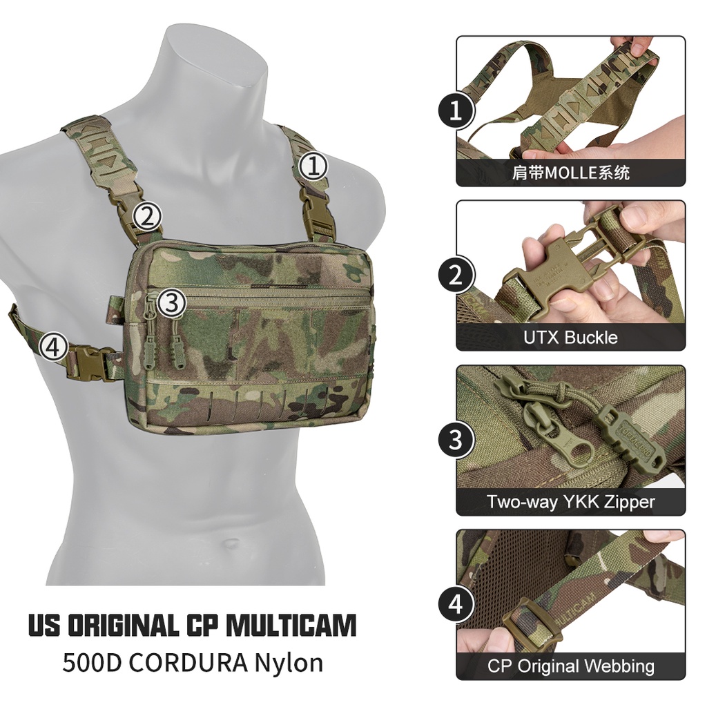 Toptacpro Tactical Front Panel Chest Rig MK3/MK4 Front Panel Pouch With ...