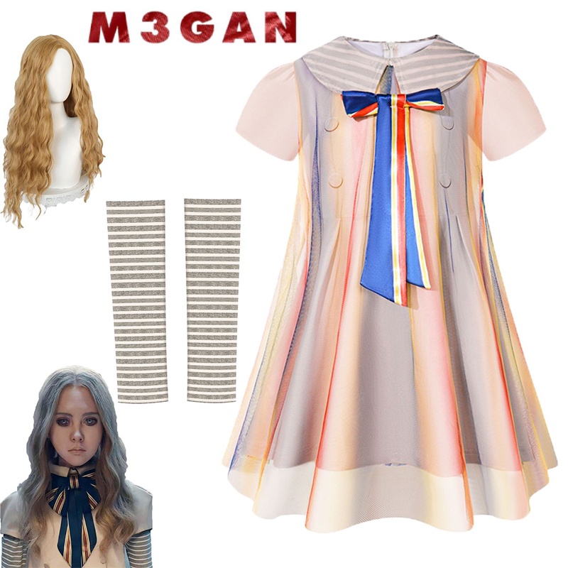 Kids M3GAN Dress Cosplay Costume Wig Fancy Dress Holiday Party Daily ...