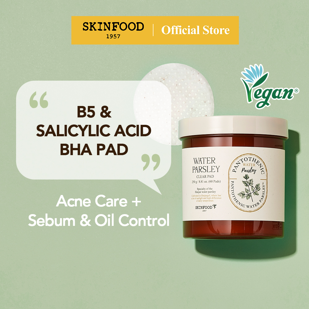 SKINFOOD 100 Vegan Pantothenic Water Parsley Anti-acne Toner Pad with ...