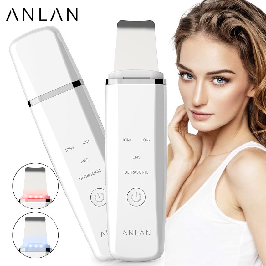 ANLAN เครื่องอัลตราโซนิกทําความสะอาดผิวหน้า พร้อมไฟสีแดง ฟ้า เครื่องทำ ...