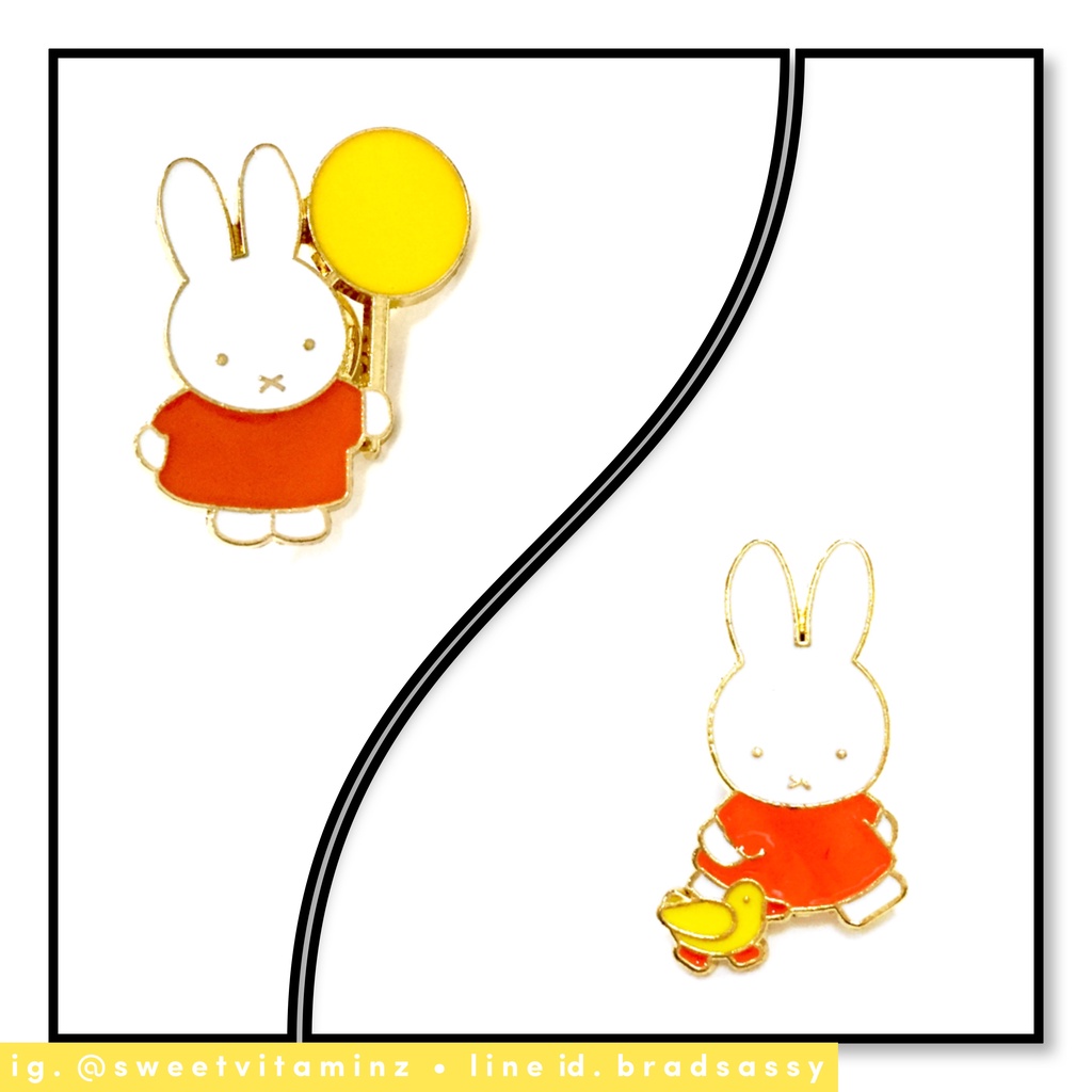 Miffy Brooch • Miffy Pins • เข็มกลัดรูปการ์ตูนกระต่าย • เข็มกลัดกระต่าย Miffy • Cartoon Brooch ...