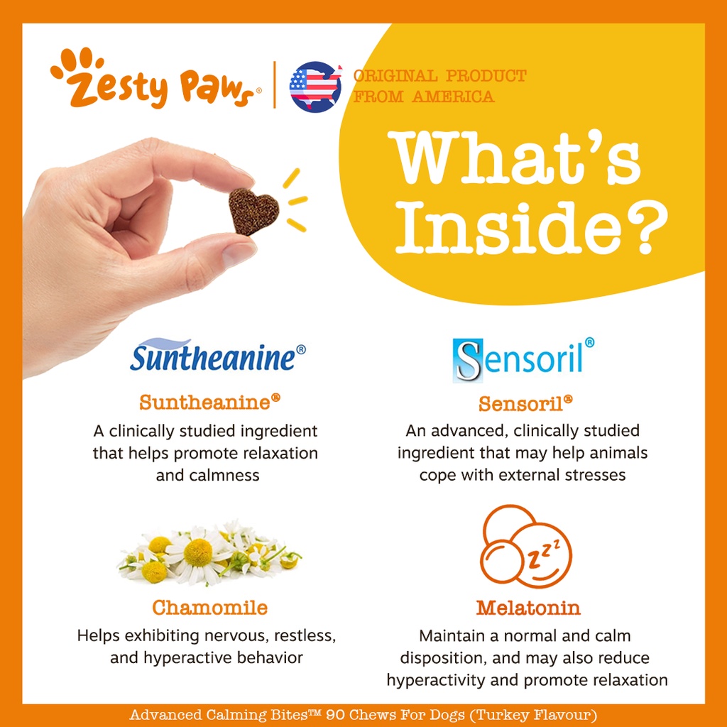Zesty Paws Advanced Calming Bites for Dogs Behavior อาหารเสริมช่วยให้ ...