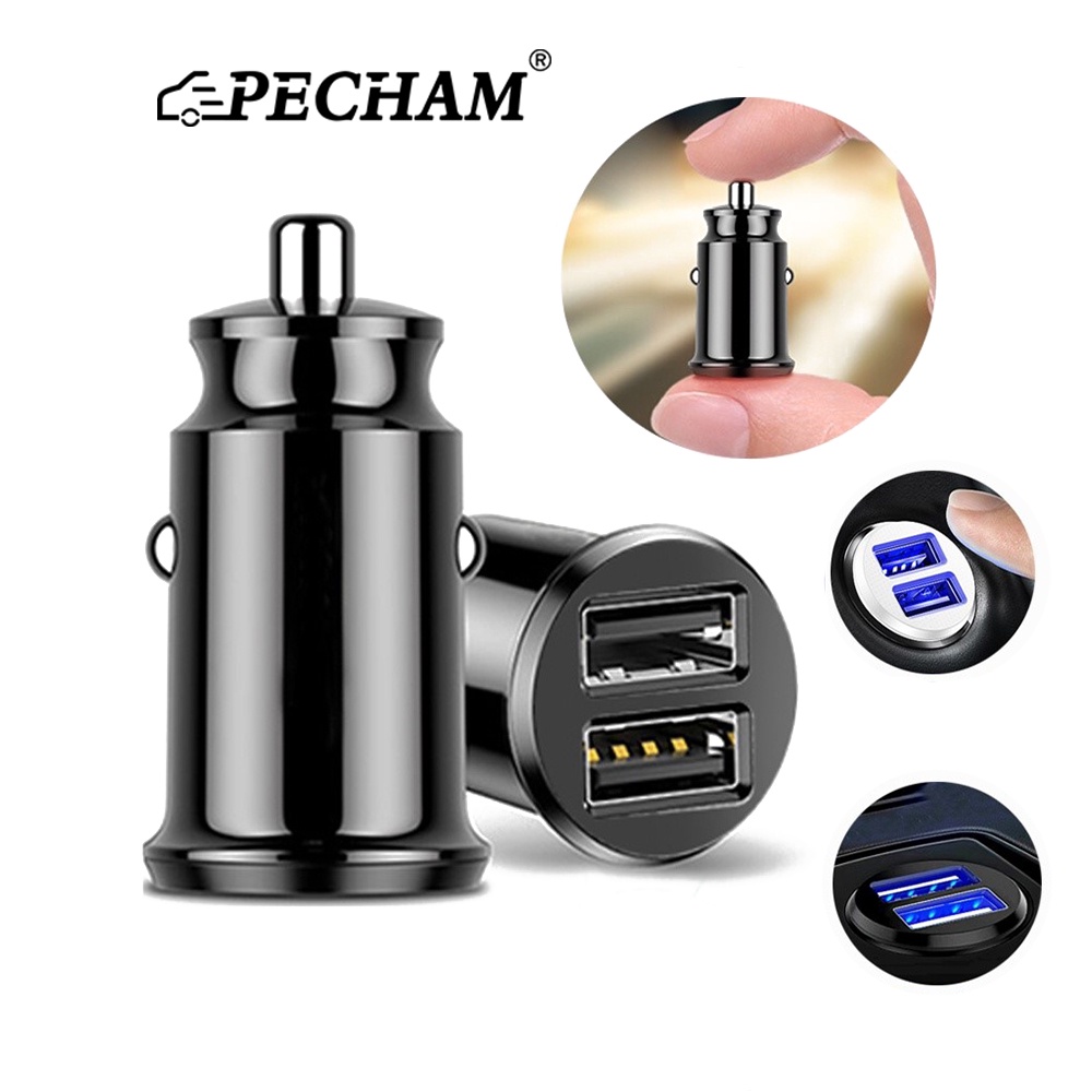 PECHAM อะแดปเตอร์ชาร์จโทรศัพท์มือถือ USB คู่ 3.4A พร้อมจอแสดงผลดิจิทัล LED สําหรับรถยนต์ ...