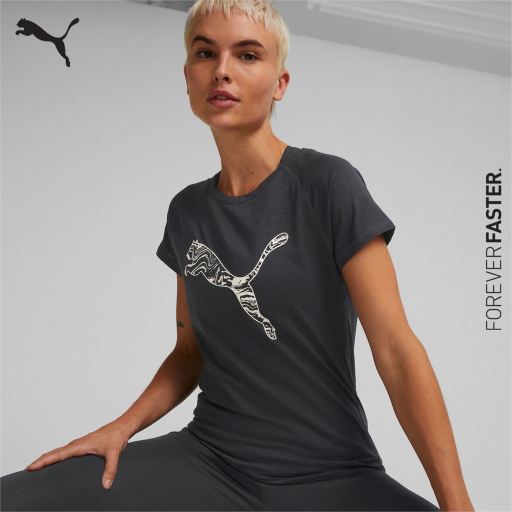 PUMA RUNNING - เสื้อวิ่งคอกลมผู้หญิง Run Logo Short Sleeve Running Tee ...