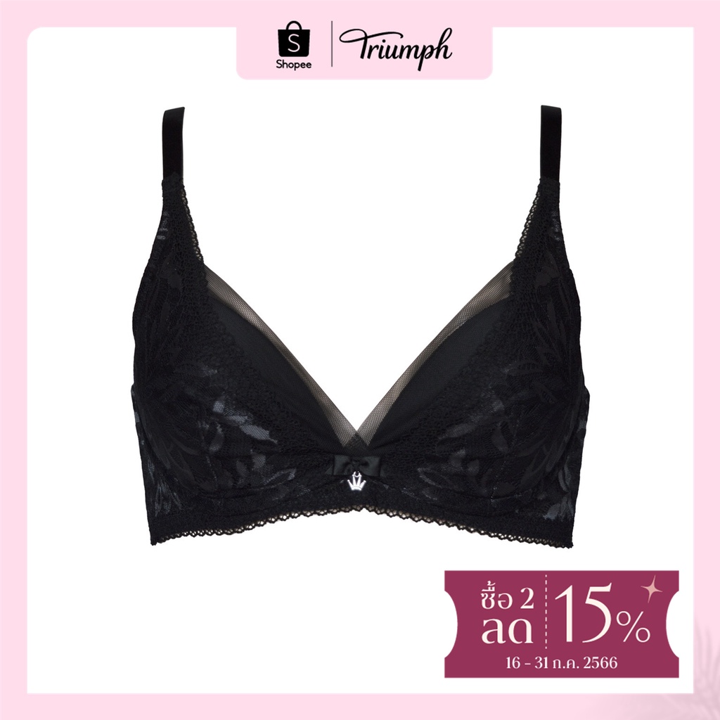 Triumph เสื้อชั้นในไม่มีโครง ดันทรง Aqua แบบ Deep V รุ่น Aqua Bloom HU DV รหัส 10210433 สีดำ ...