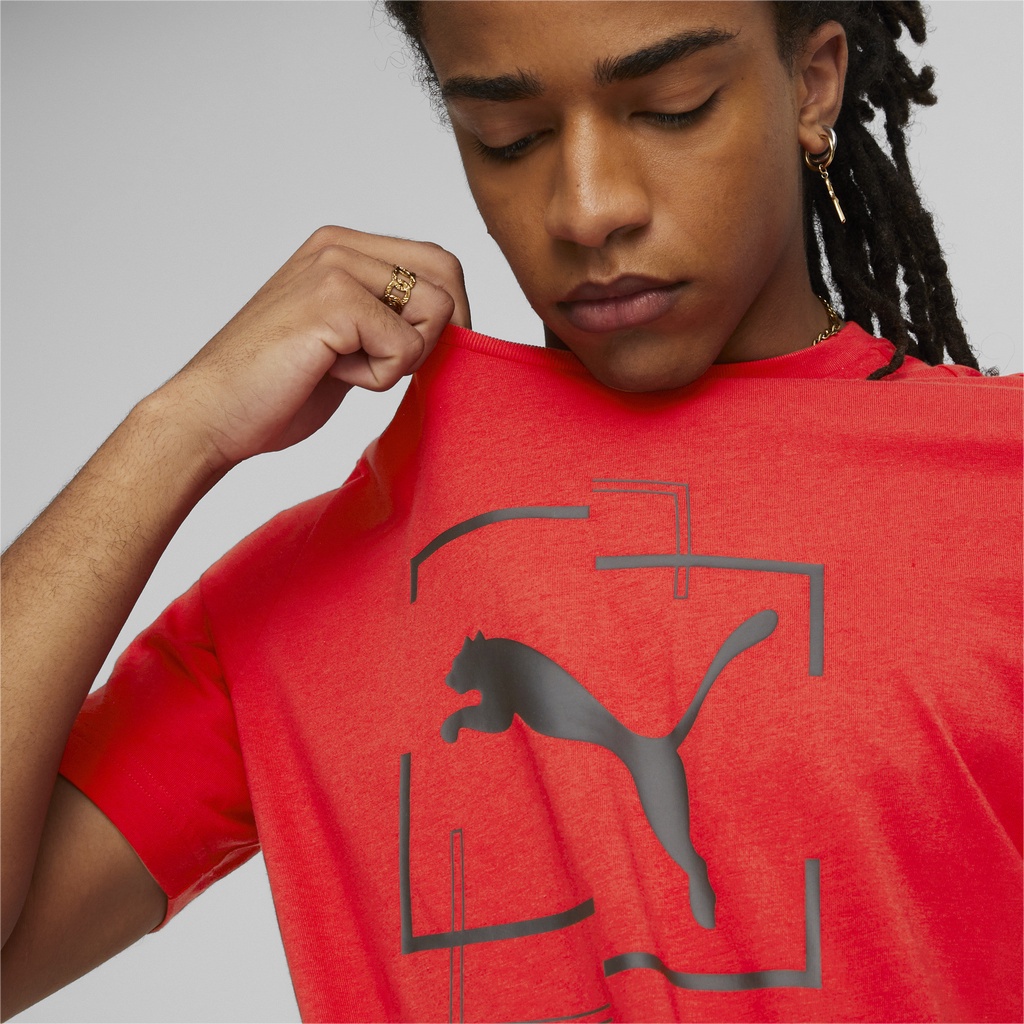 PUMA BASICS - เสื้อยืดผู้ชายลายกราฟิก Cat สีแดง - APP - 67174233 ...