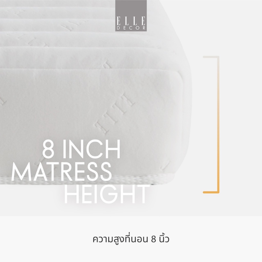 Elle Decor ที่นอนยางพาราแท้ สเปคแน่นสบาย รุ่น Emilie Basic หนา 8 นิ้ว ฟรีของสมนาคุณตามขนาดที่นอน ...