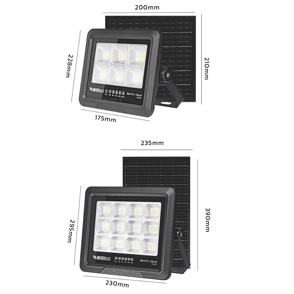 MODI ไฟสปอตไลท์โซล่าเซลล์ 100W200W300W แสงขาว Day light รีโมทคอนโทรล ...