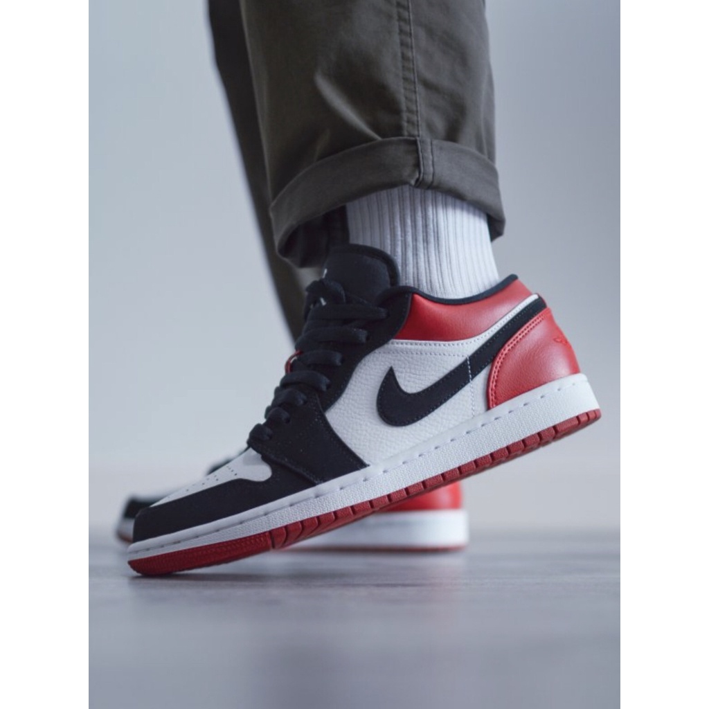 นิ้วเท้าสีดำและสีเขียว สีดำและสีแดง aj1 all-match low-cut รองเท้าผู้ชาย ...