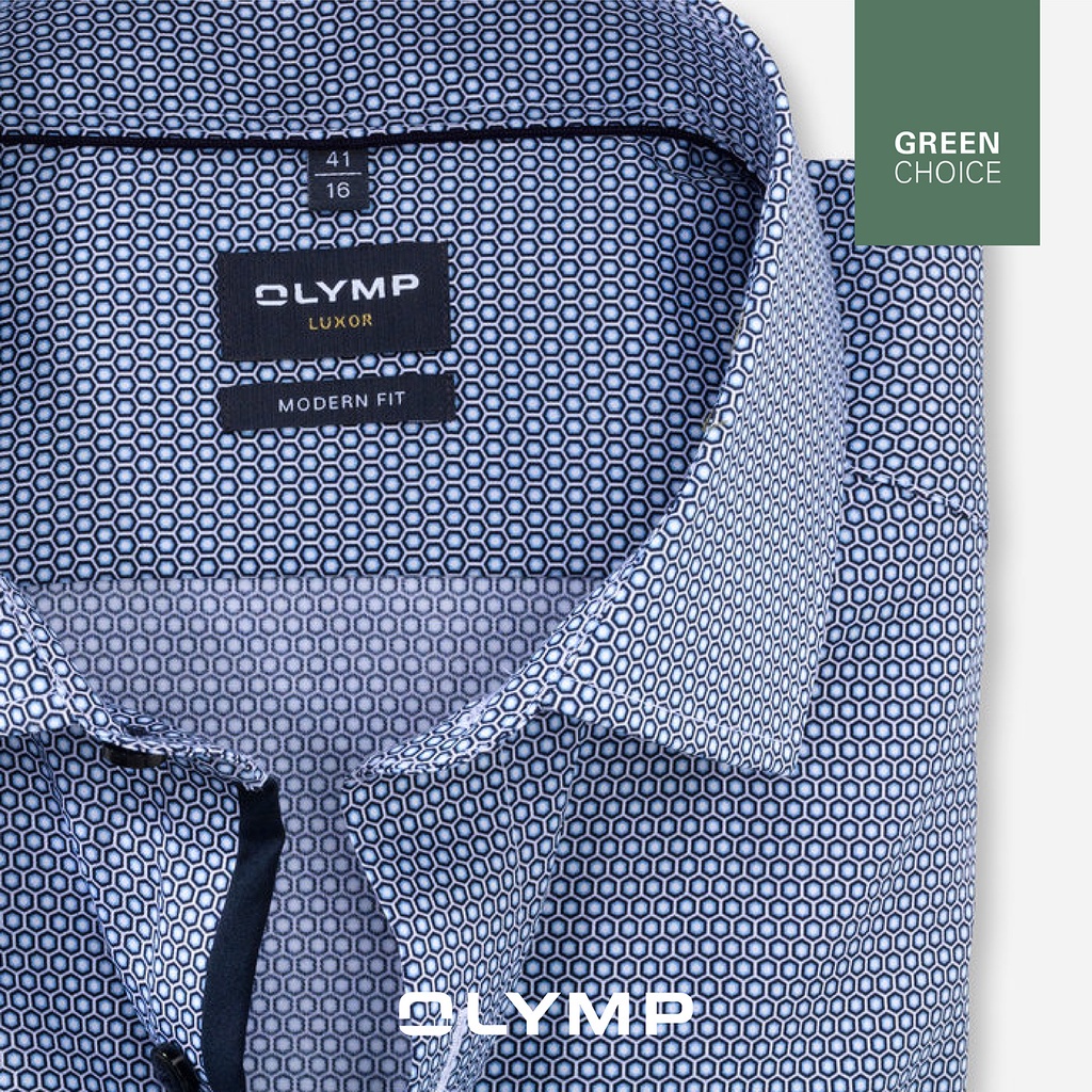 OLYMP GREEN CHOICE LUXOR Shirt เสื้อเชิ้ตรักษ์โลก สีฟ้า ผ้าเท็กเจอร์ ...