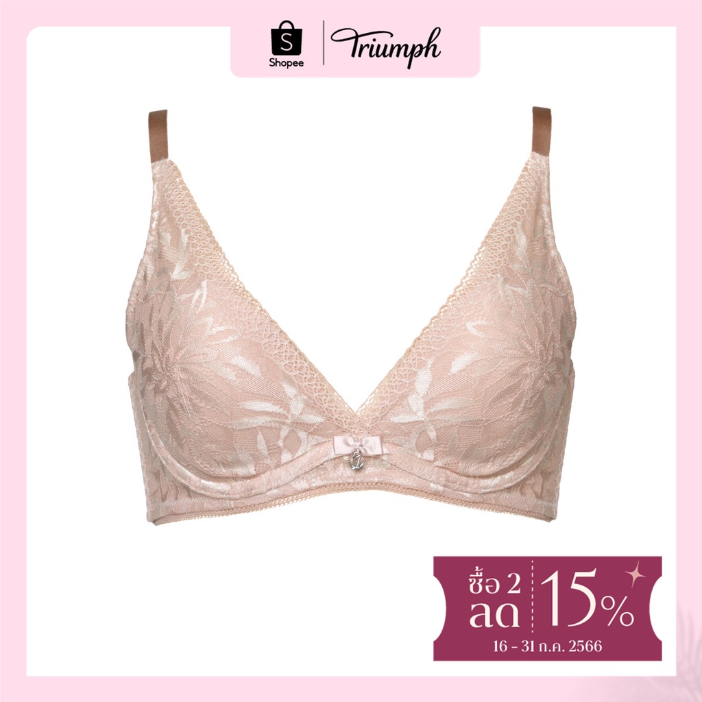 Triumph เสื้อชั้นในมีโครง ดันทรง Aqua แบบ Deep V รุ่น Aqua Bloom WHU DV 01 รหัส 10210467 สีชมพู ...