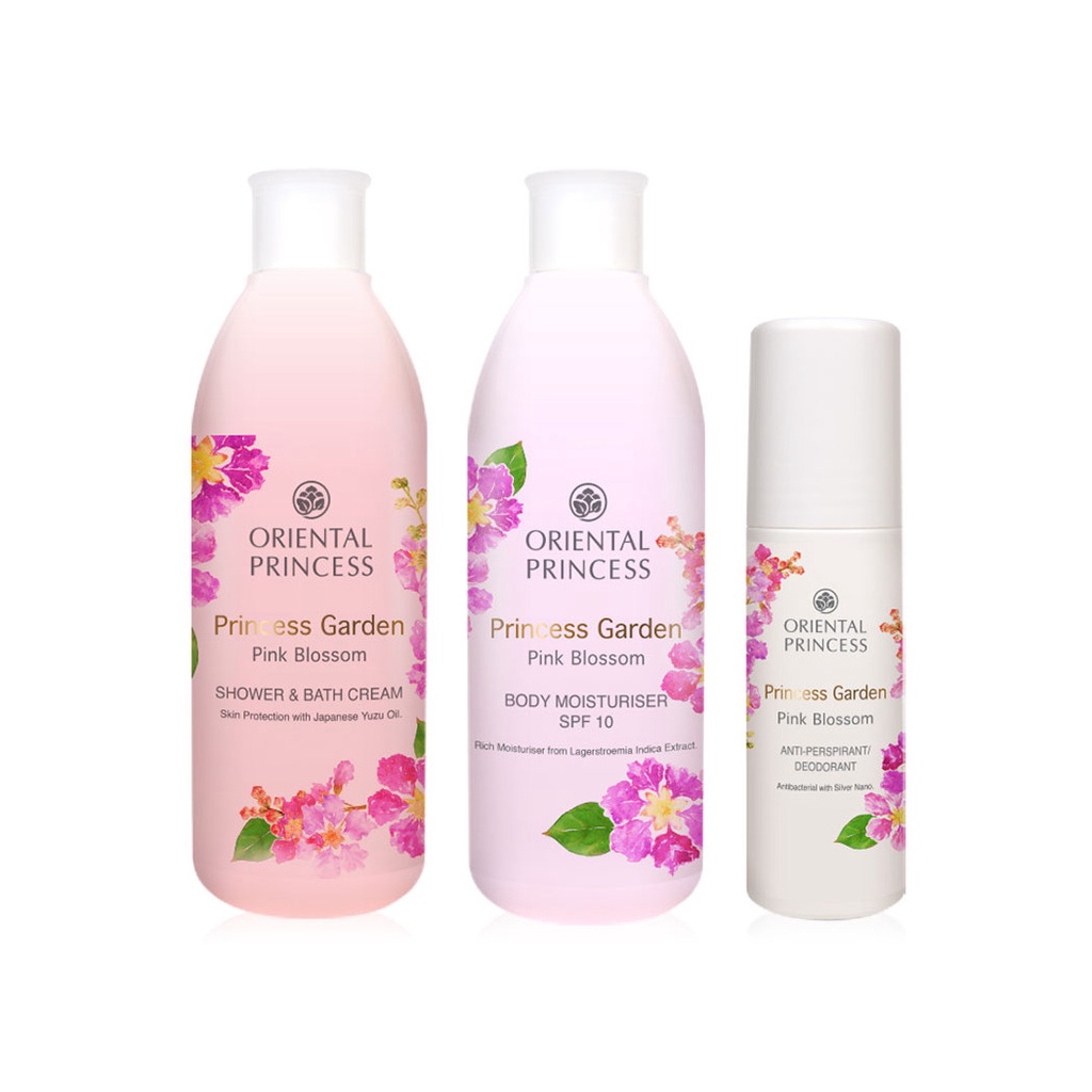 (เซ็ต3ชิ้นตัวหอม)Oriental Princess Garden Pink Blossom Shower 250ml Pink Blossom Moisturiser ...