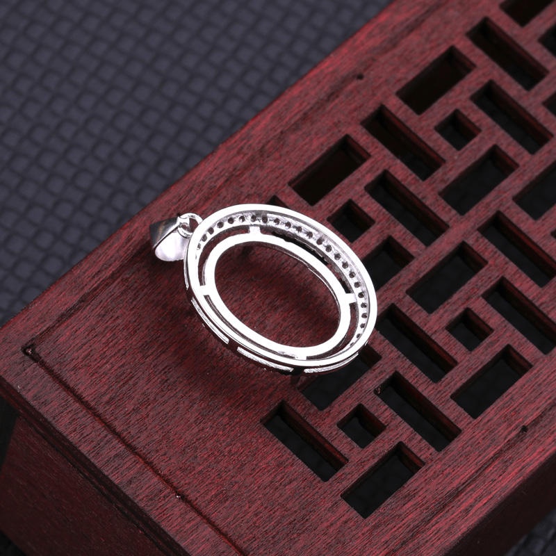 จี้หัวเข็มขัดเงินสเตอร์ลิง จี้เปล่า S925 ขนาด 6x8x10 10x12 12x14 12x16 13x18 15x20 สําหรับทํา ...