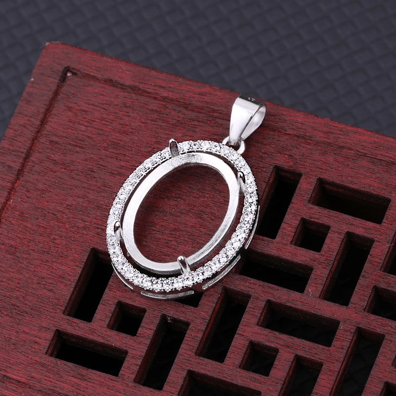 จี้หัวเข็มขัดเงินสเตอร์ลิง จี้เปล่า S925 ขนาด 6x8x10 10x12 12x14 12x16 13x18 15x20 สําหรับทํา ...