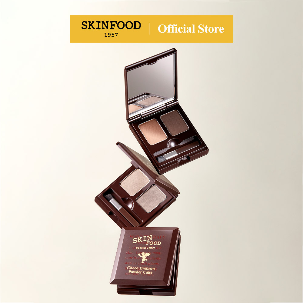 [SKINFOOD] Long Lasting Choco Eyebrow Powder Cake Duo Dark Brown ...