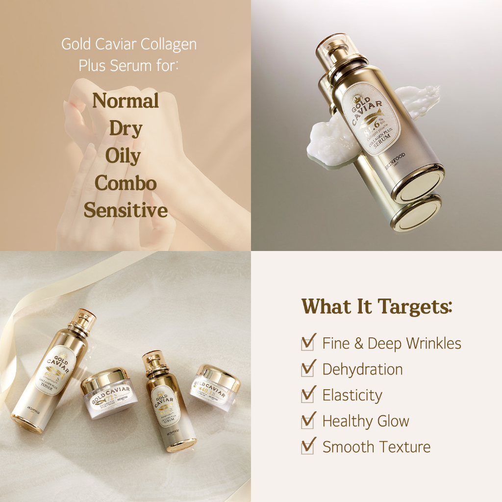 SKINFOOD Gold Caviar Collagen Plus Serum 40ml 81.6 Collagen Plus Anti-Aging Serum for Deep ...