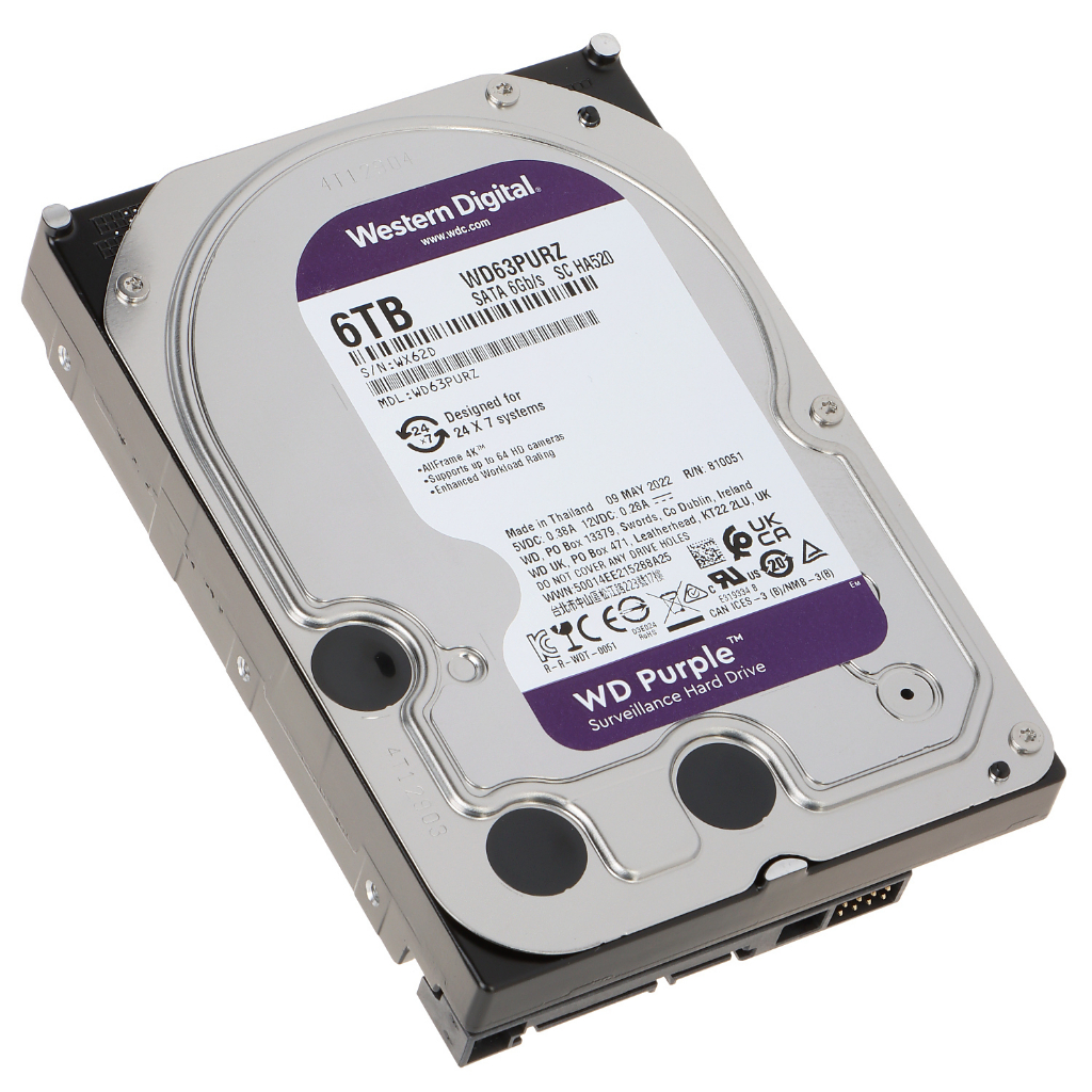 6 TB HDD (ฮาร์ดดิสก์) CCTV WD PURPLE - สินค้ารับประกัน 3 ปี Synnex ...