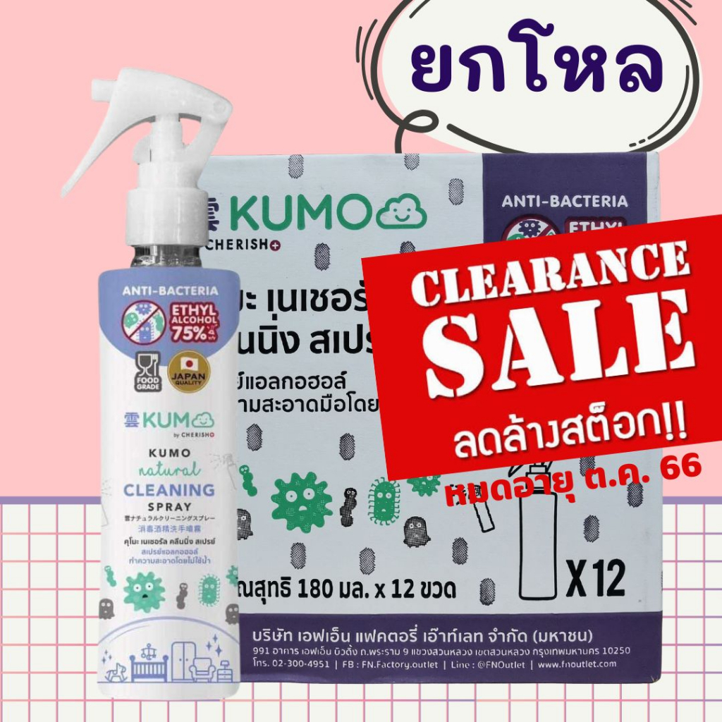 ลดล้างสต็อก ขายยกโหล สเปรย์แอลกอฮอล์ KUMO คุโมะ 180 ml. (รุ่นหัวฟอกกี้ ...