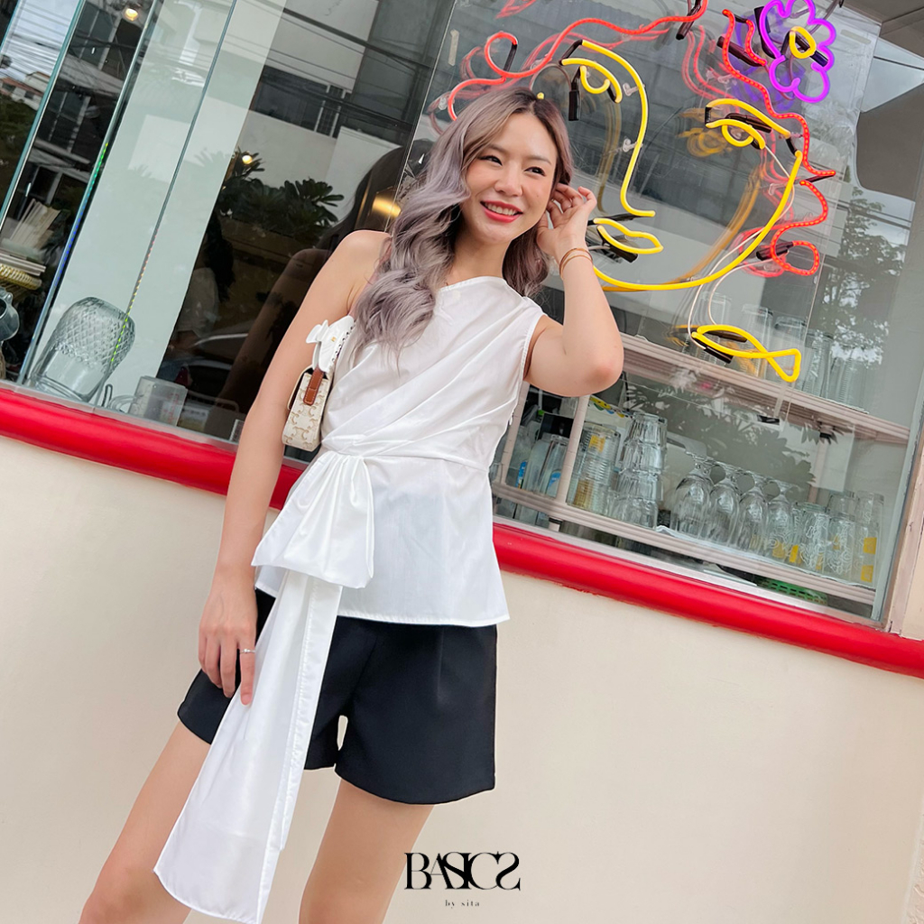 Basicsbysita L827 เสื้อไหล่เดียวเผยผิวสวย️พร้อมส่ง️เสื้อ ดีเทลจัดเต็ม แต่งจีบเฉลียงใส่แล้วดูแพง ...