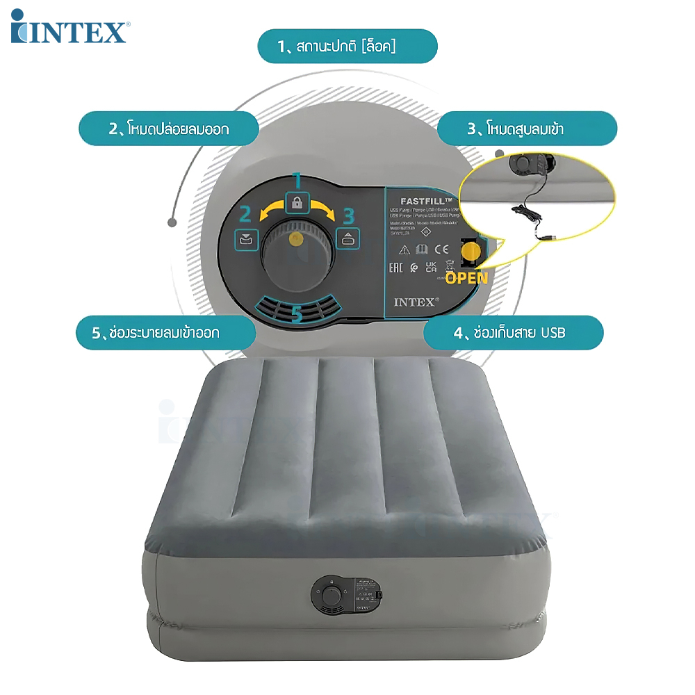 INTEX ที่นอน ที่นอนเป่าลม DURA-BEAM STANDARD PRESTIGE AIRBED WFASTFILL ...