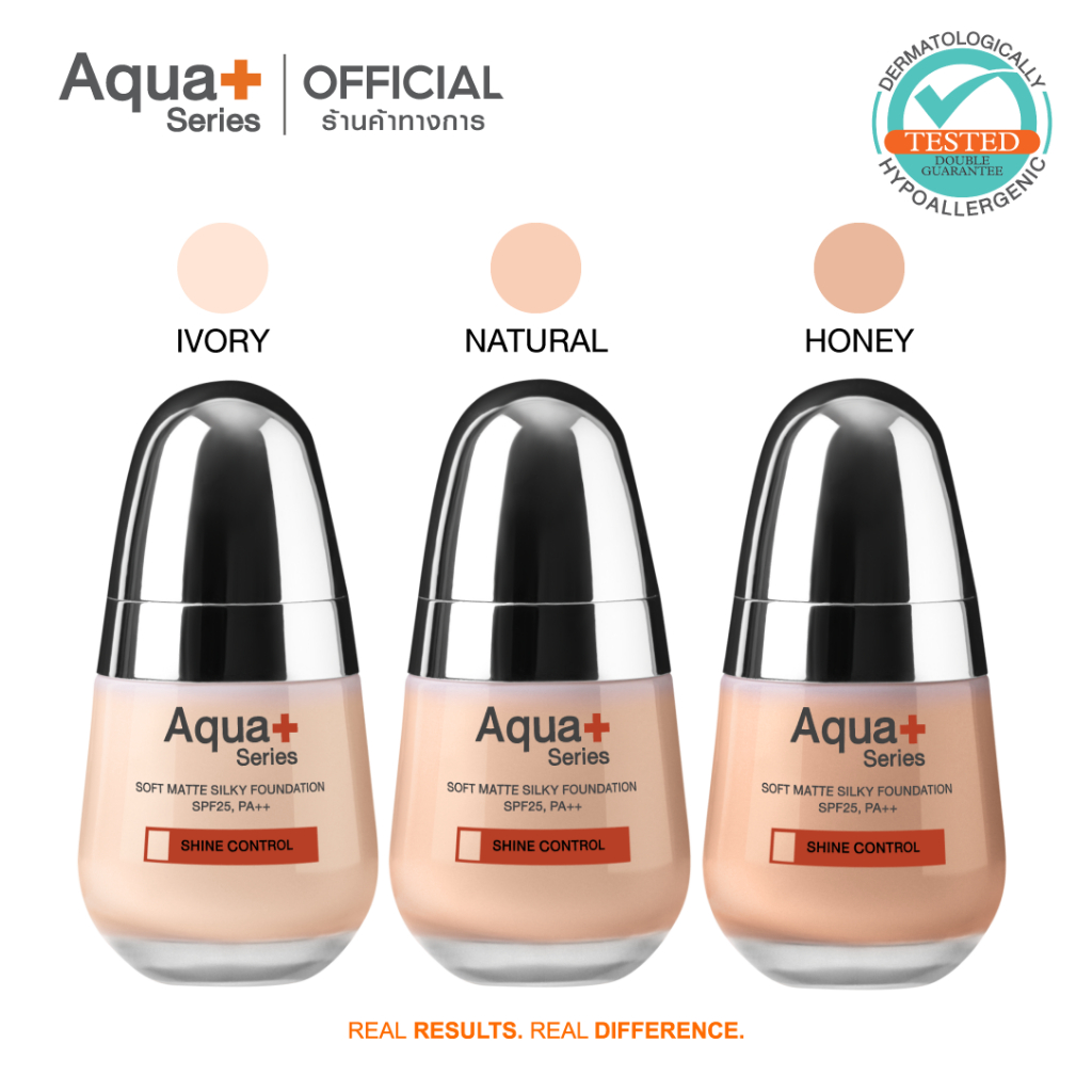 AquaPlus Soft Matte Silky Foundation SPF25 PA ครีมรองพื้น สำหรับคนเป็นสิว คุมความมัน ปกปิดรูขุม ...