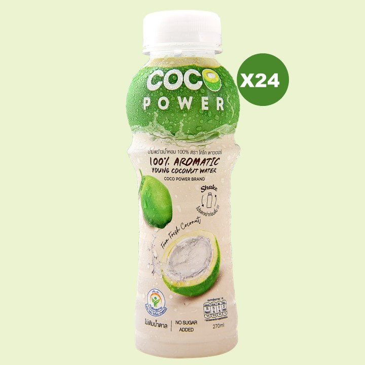 Coco Power ยกลัง 24 ขวด น้ำมะพร้าวน้ำหอม 100 ตรา โคโคพาวเวอร์ ขนาด 270 มล - cocopower_official ...