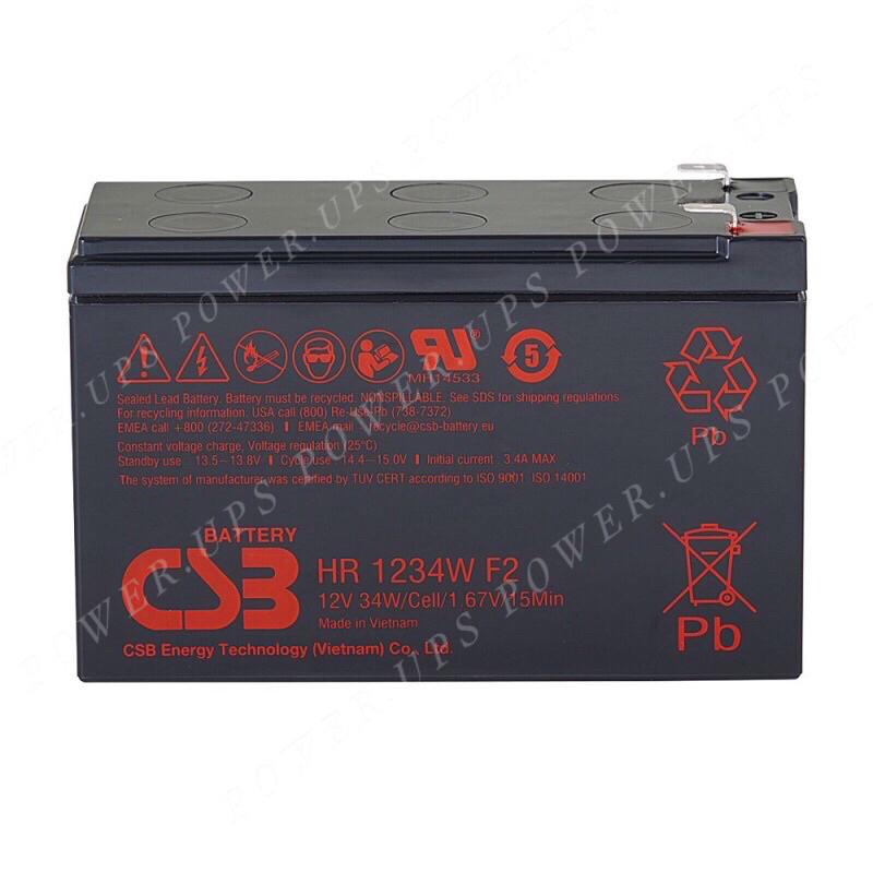 แบตเตอรี่ CSB Battery รุ่น HR 1234W F2 *12v9ah* เหมาะสมสำหรับเครื่อง ...