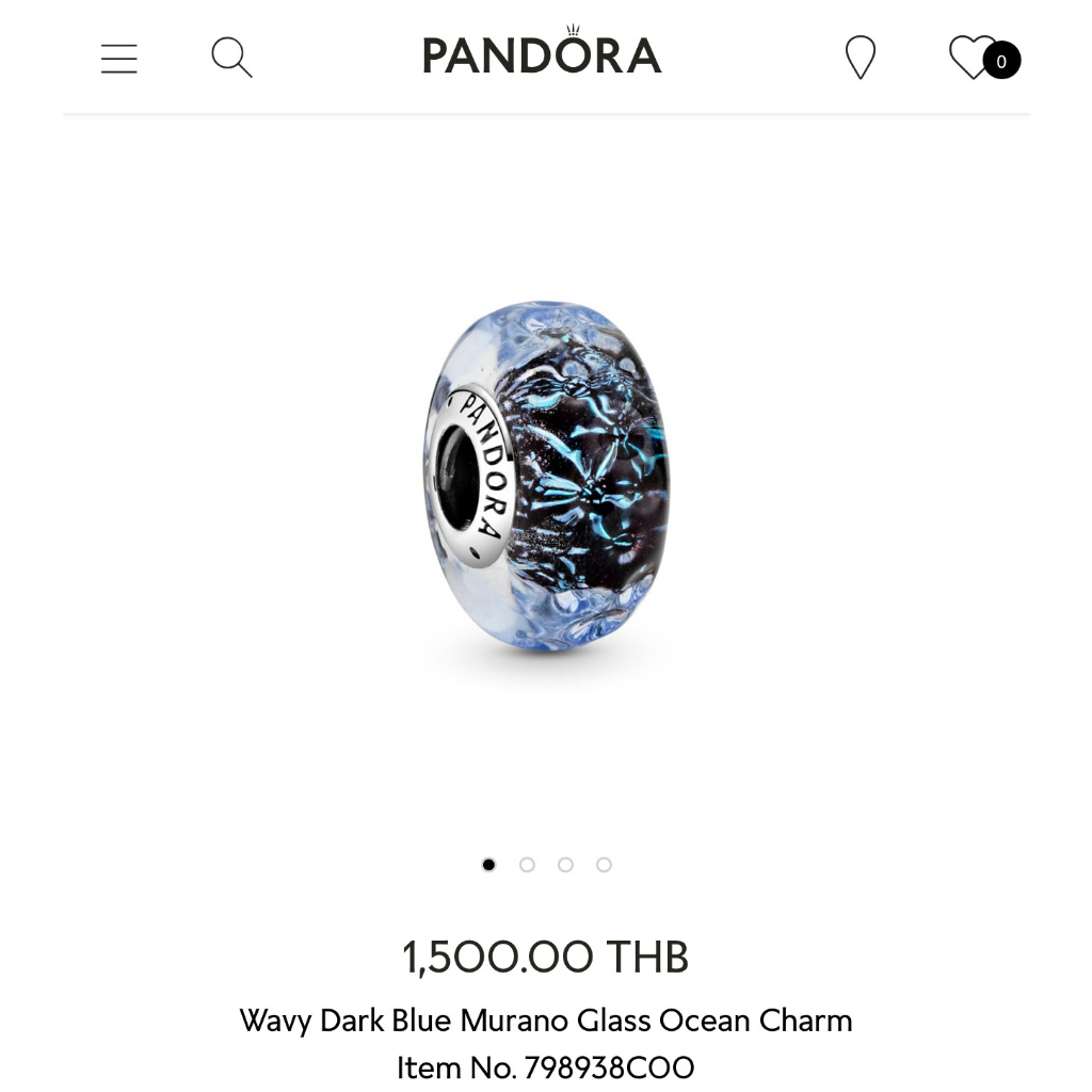 พร้อมส่ง Wavy Dark Blue Murano Glass Ocean Charm Pandora ( มูทะเล ...