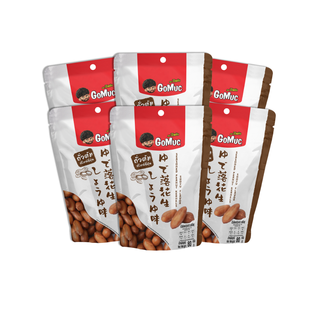 แพ็คสุดคุ้ม 6 ซอง GoMuc โกหมึก ถั่วลิสงปรุงรส รสโชยุ 80 กรัม Seasoned ...