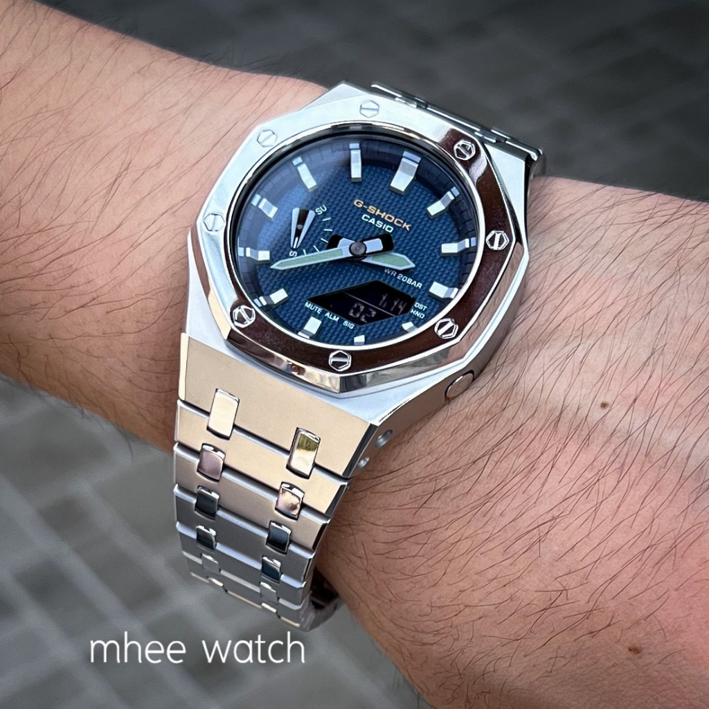 G-Shock Custom AP Style Blue waffle dial Silver Sandblasting Steel ...