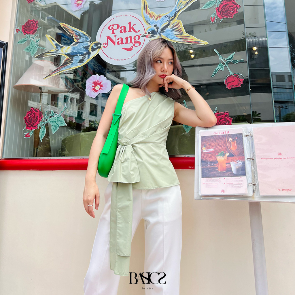 Basicsbysita L827 เสื้อไหล่เดียวเผยผิวสวย️พร้อมส่ง️เสื้อ ดีเทลจัดเต็ม แต่งจีบเฉลียงใส่แล้วดูแพง ...