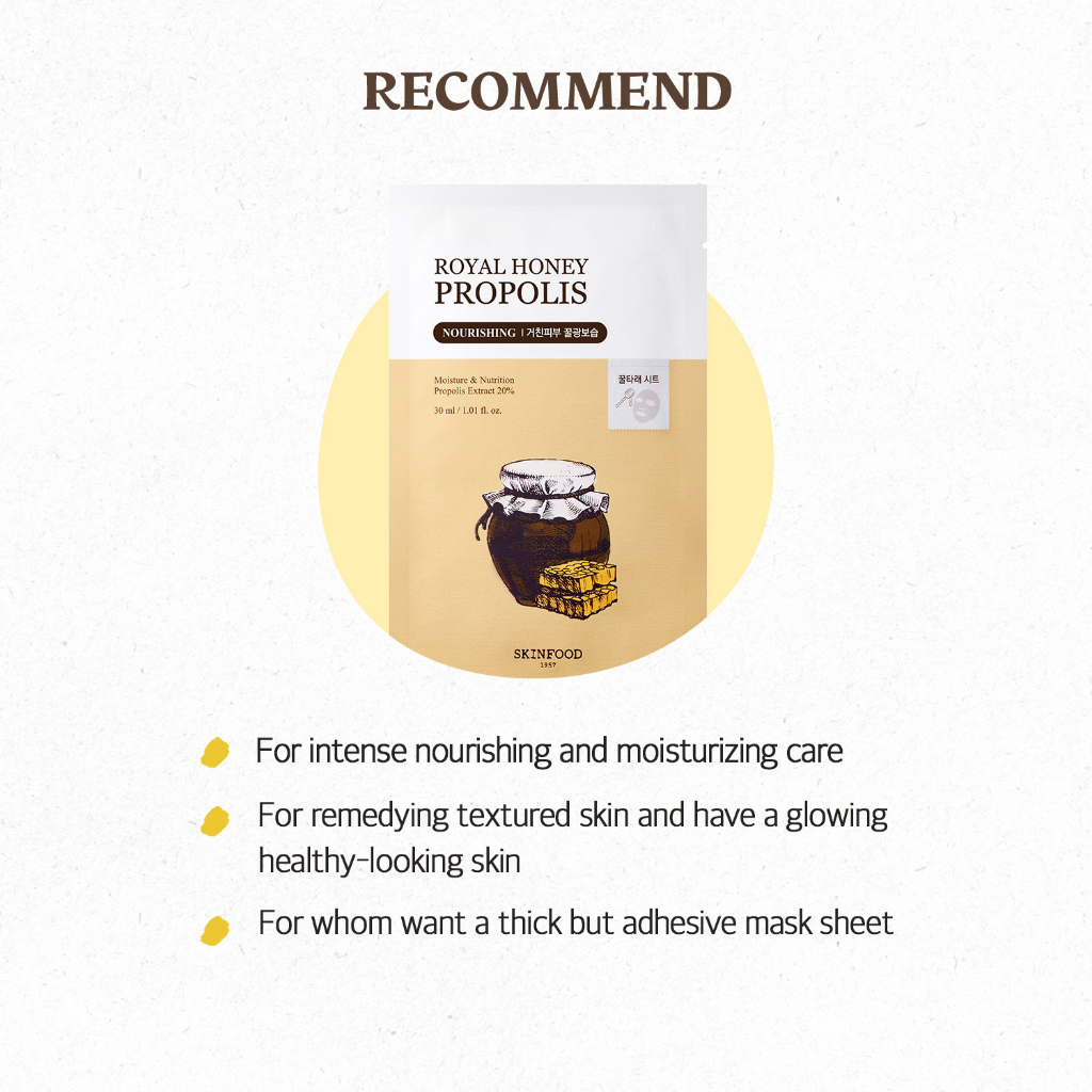 SKINFOOD Royal Honey Propolis Enrich Mask 5 Sheets (30ml5) for ...
