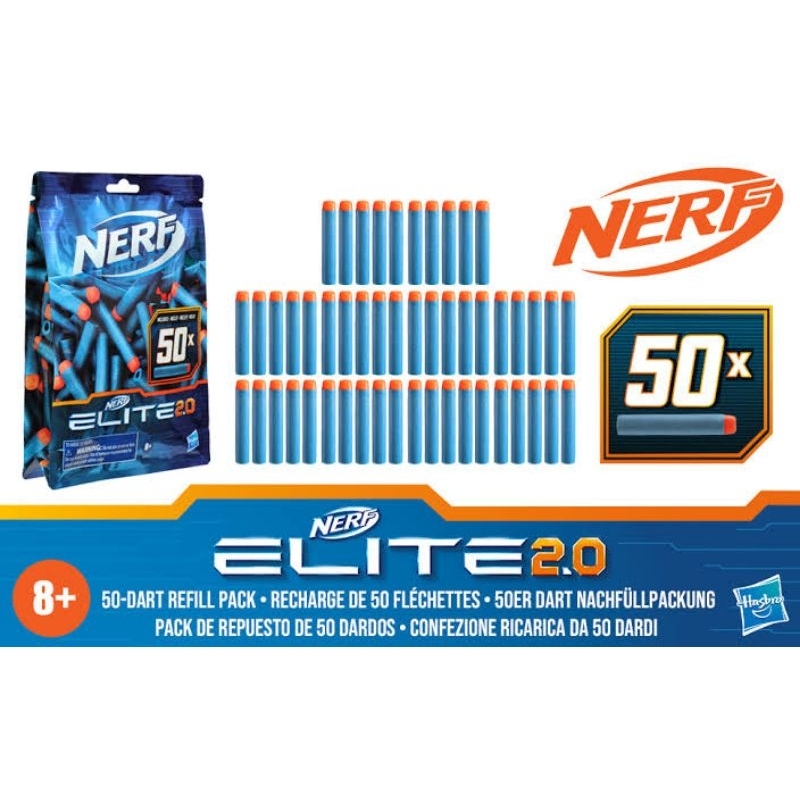 Nerf Elite 2.0 50 Darts Bullets Refill Pack Compatible With All Nerf ...